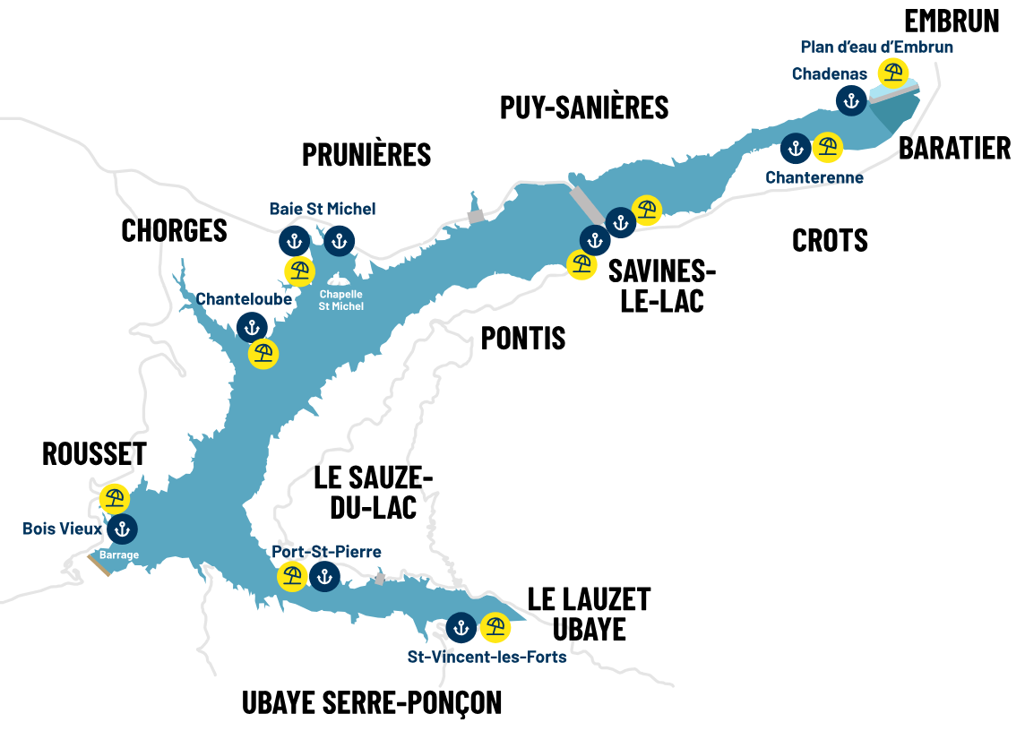 Vos 10 ports publics au coeur du lac de Serre-Ponçon